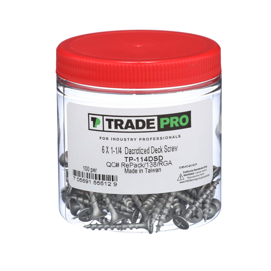 TP-114DSD - Dacrotized Deck Screw #6 x 1-1/4" (Jar of 100) – tradeprohvac
