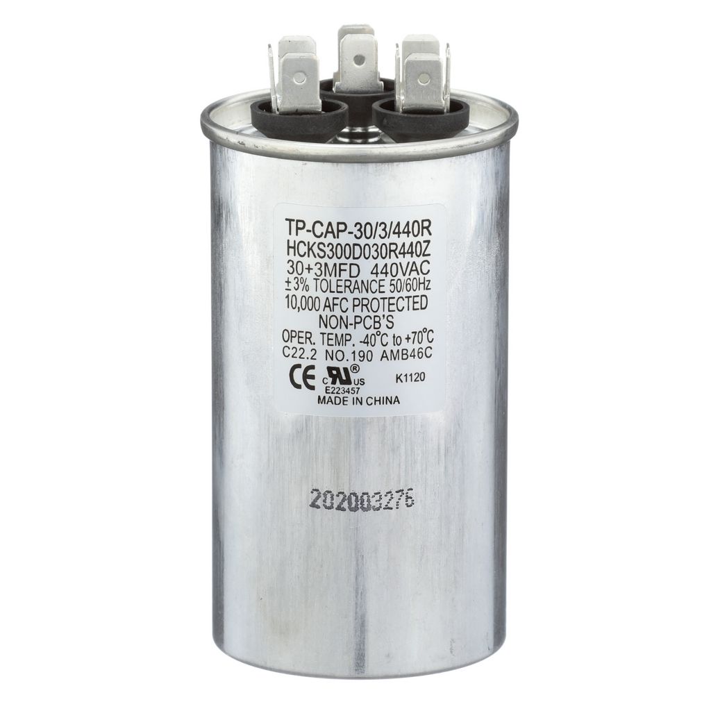 TP-CAP-30/3/440R - Round Run Capacitor 30+3 MFD 440 VAC – tradeprohvac